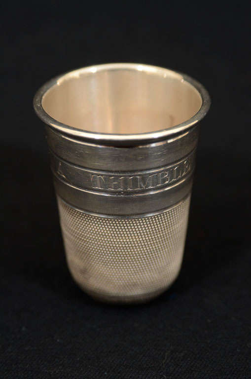 English Sterling Silver "Just A Thimble Full" Shot Cup at 1stDibs