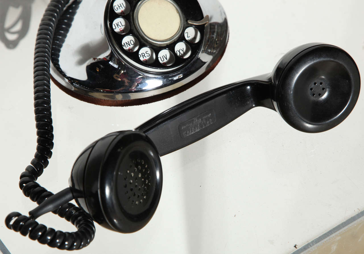 1930s Nickel Plate Rotary Telephone with Porcelain Dial For Sale at 1stDibs