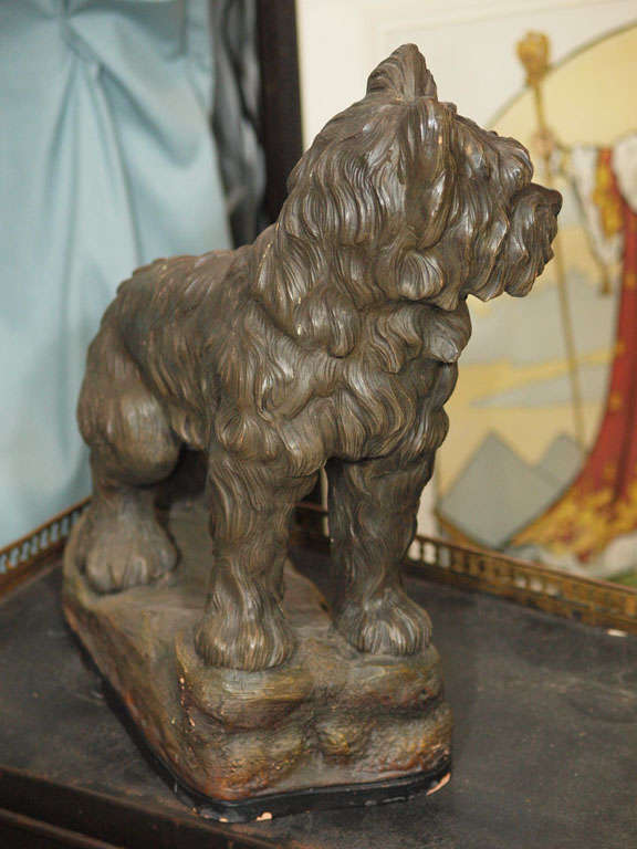 Terracotta statue of a Barbet by F. Foucher For Sale at 1stDibs