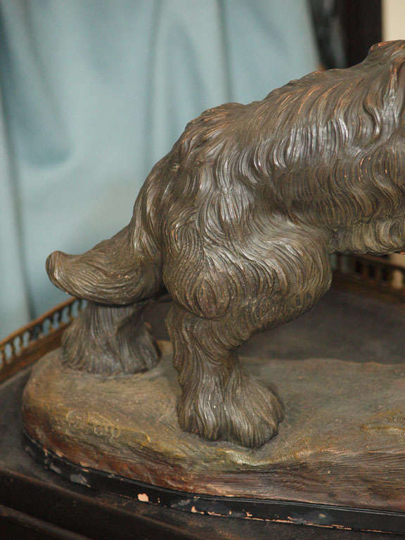 Terracotta statue of a Barbet by F. Foucher For Sale at 1stDibs