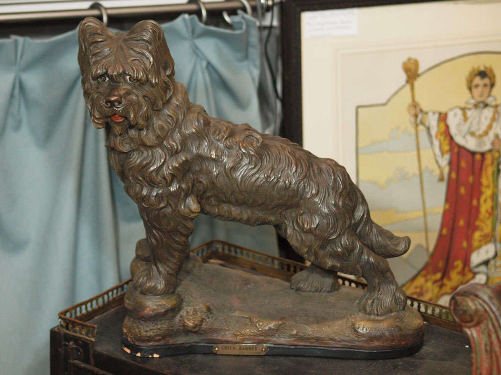 Terracotta statue of a Barbet by F. Foucher For Sale at 1stDibs