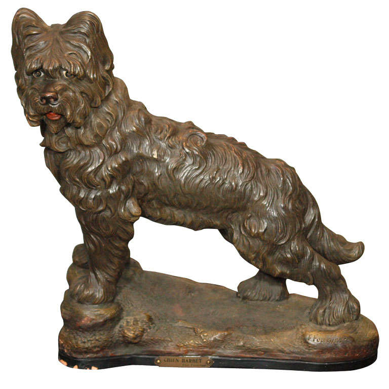 Terracotta statue of a Barbet by F. Foucher For Sale at 1stDibs