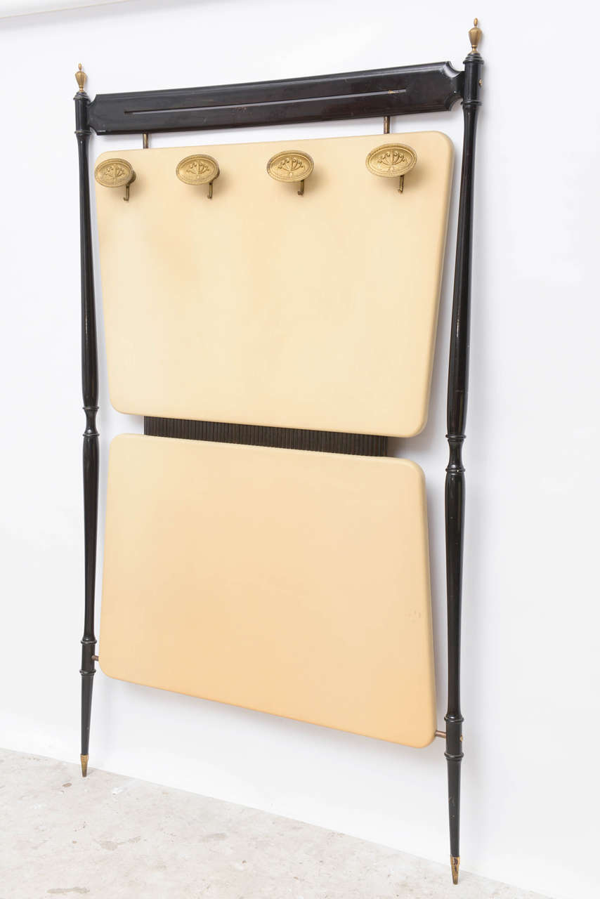 1950s Monumental Italian Wall Mounted Goatskin Wood Hanging Hall Tree ...