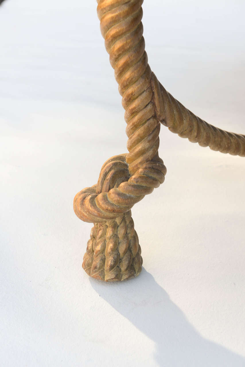 Carved Rope and Tassel Cocktail Table with Mirrored Top at 1stDibs