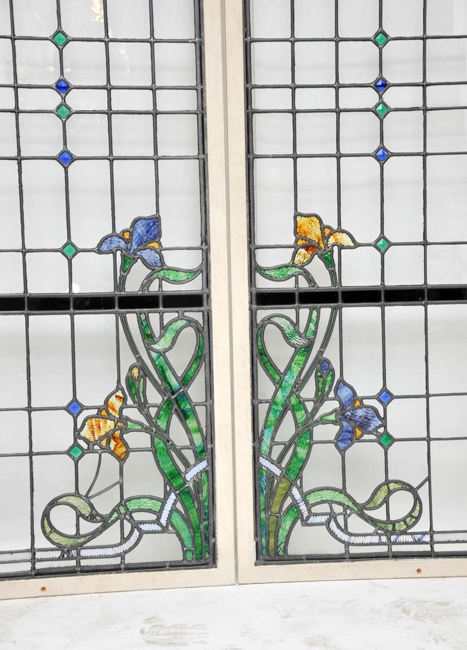 Set of Four French Art Nouveau Stained Glass Windows at 1stDibs ...