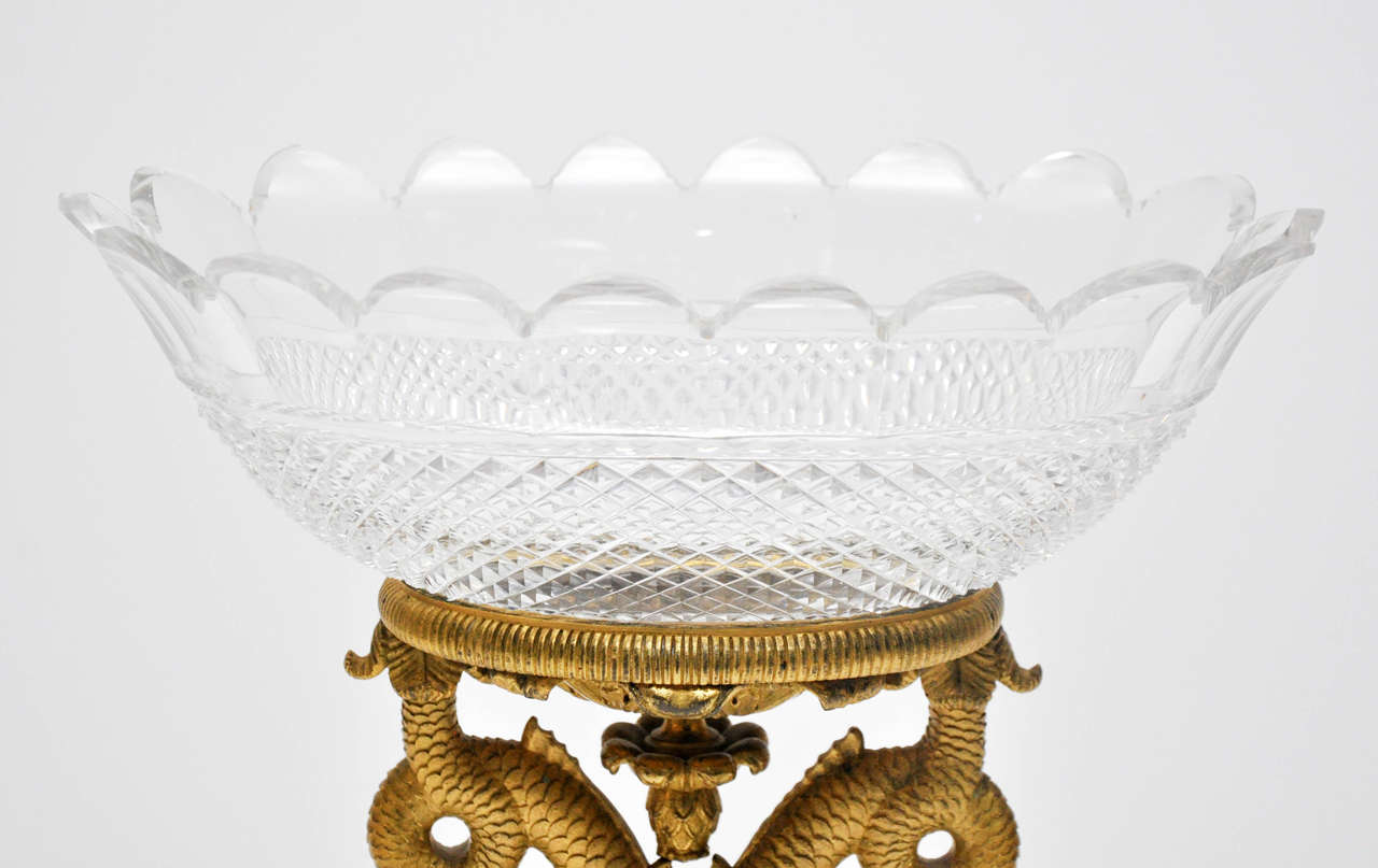 Superb Cut Crystal and Gilt Bronze Dolphin Motif Centerpiece, France ...