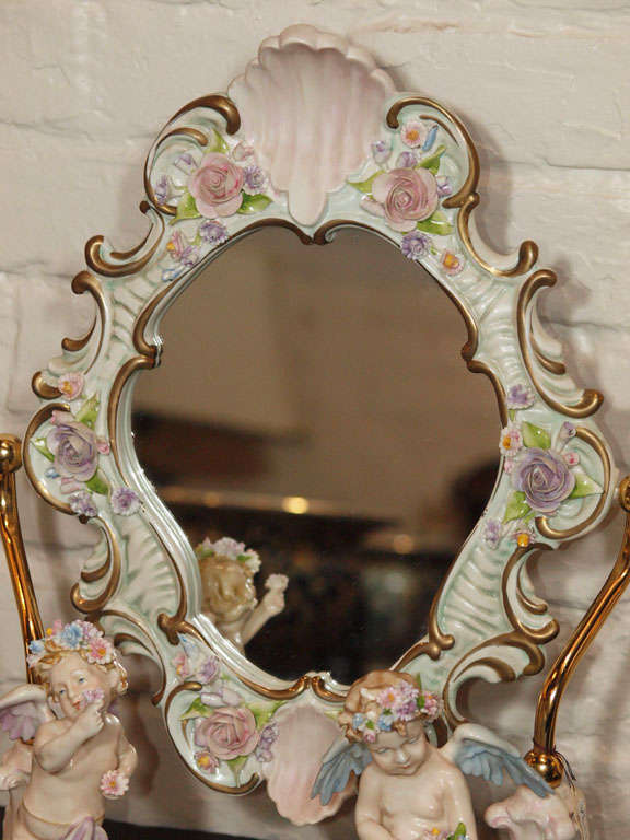 A Capodimonte Porcelain Vanity Mirror in the Rococo Style For Sale at ...