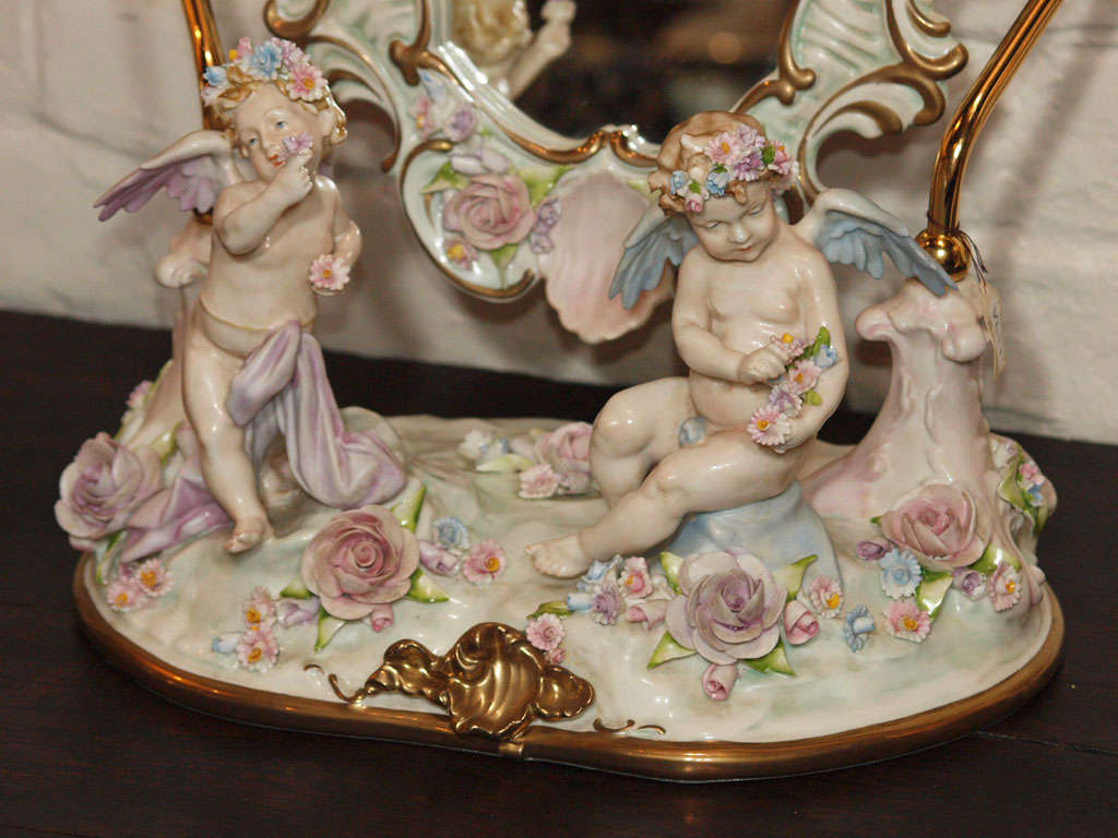 A Capodimonte Porcelain Vanity Mirror in the Rococo Style For Sale at ...