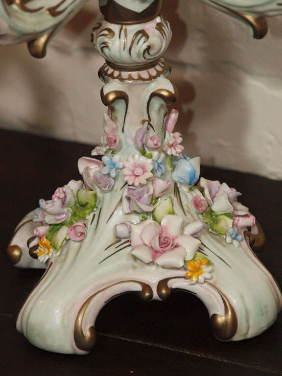 A pair Of Capodimonte Porcelain Five light Candlelabra For Sale at ...