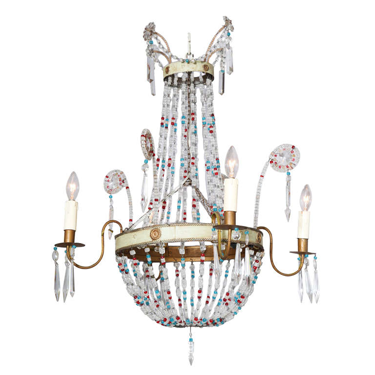 Multi-colored Glass Beaded Italian Chandelier For Sale at 1stDibs ...