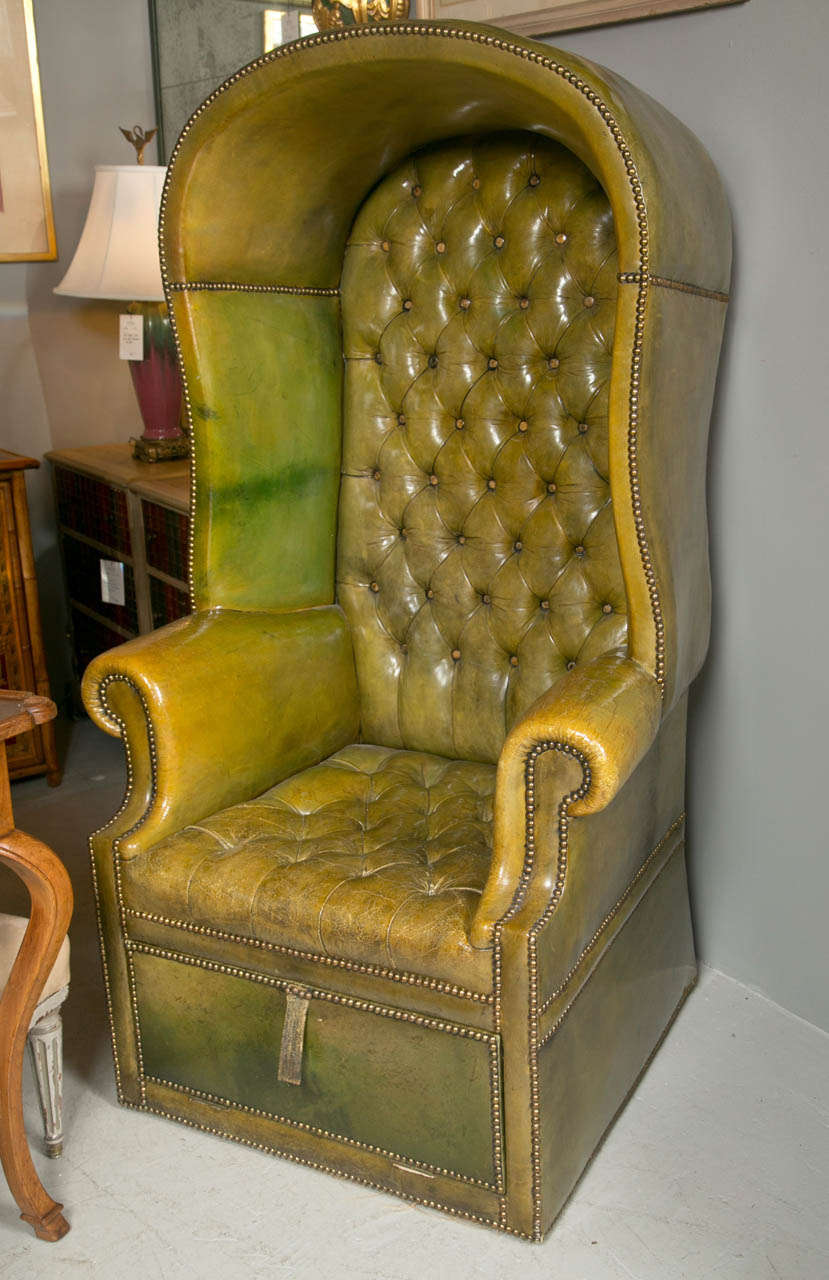1930's Green Leather Porter Chair with Storage Underneath at 1stDibs ...