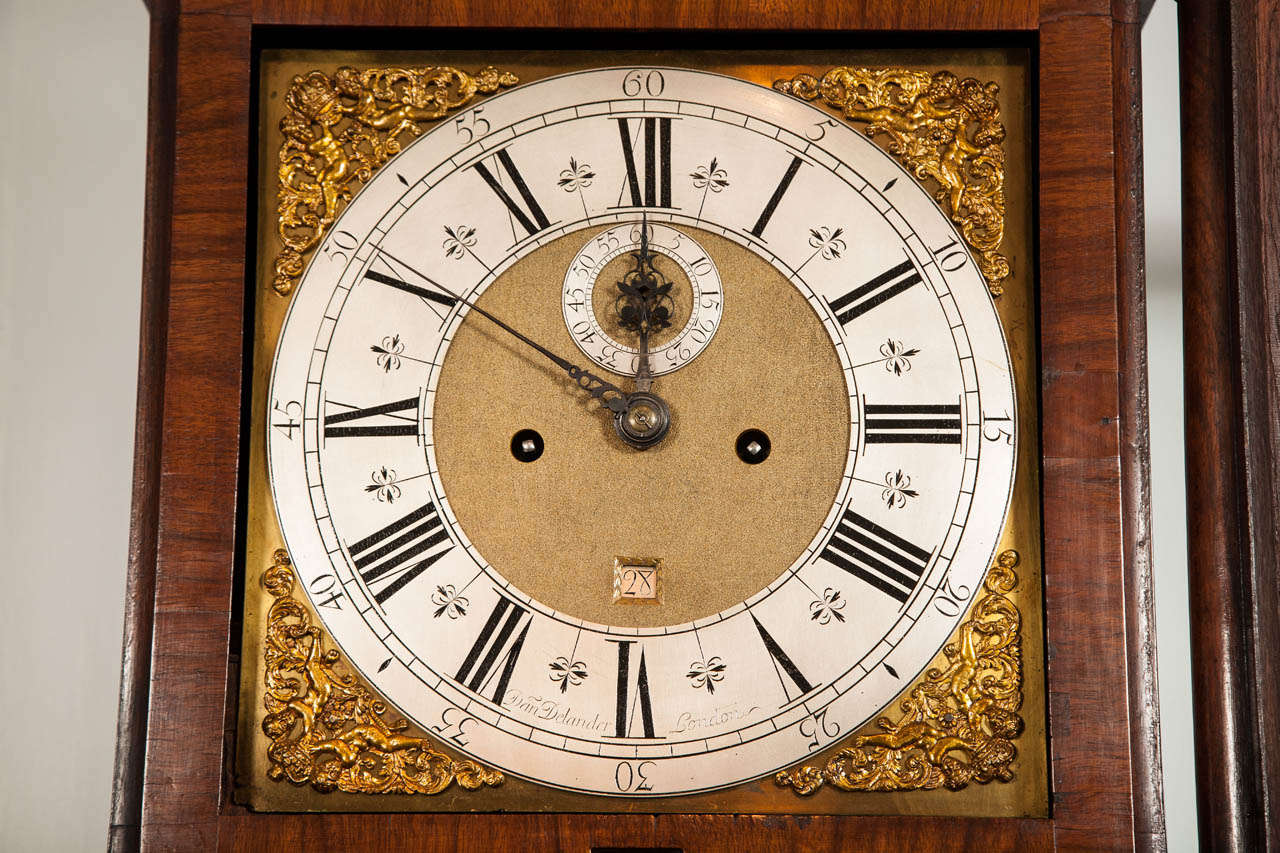 18th Century Antique Walnut Longcase Clock by Daniel Delander of London ...