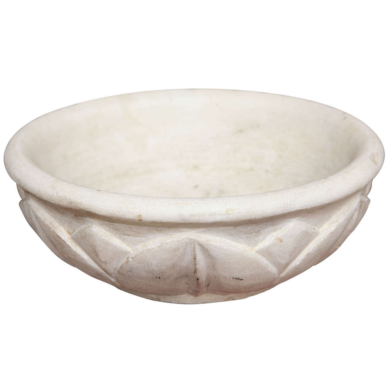 Carved White Marble Bowl at 1stDibs