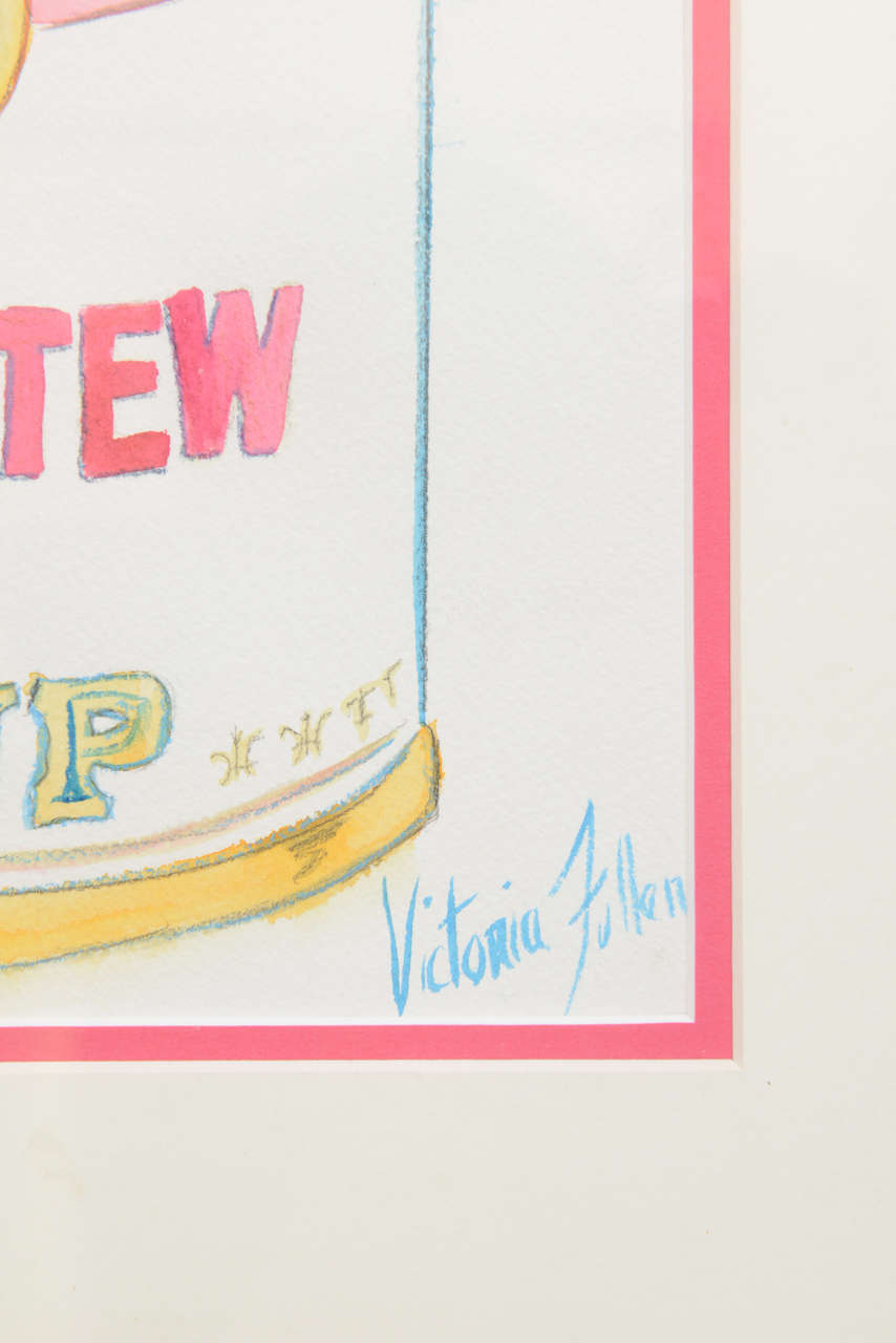 Original Pair of Watercolors by Victoria Fuller 2005, "Pink and Blue ...