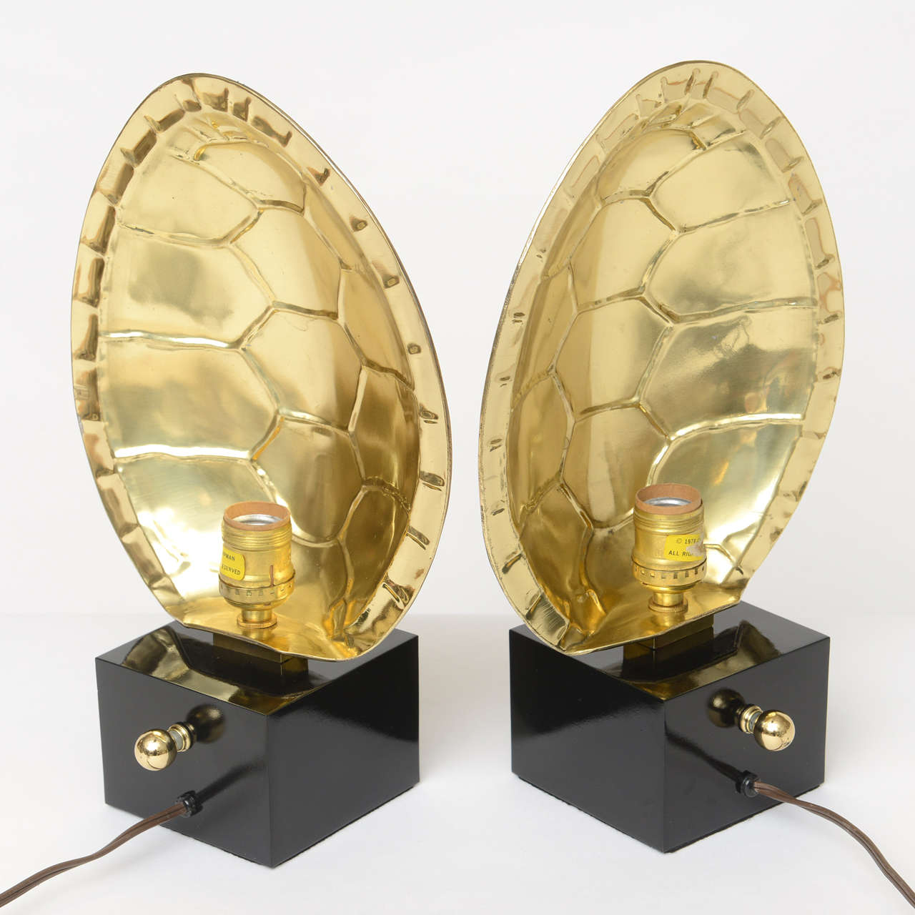 Pair of Fully Restored Chapman Polished Brass Tortoise Shell Lamps For ...