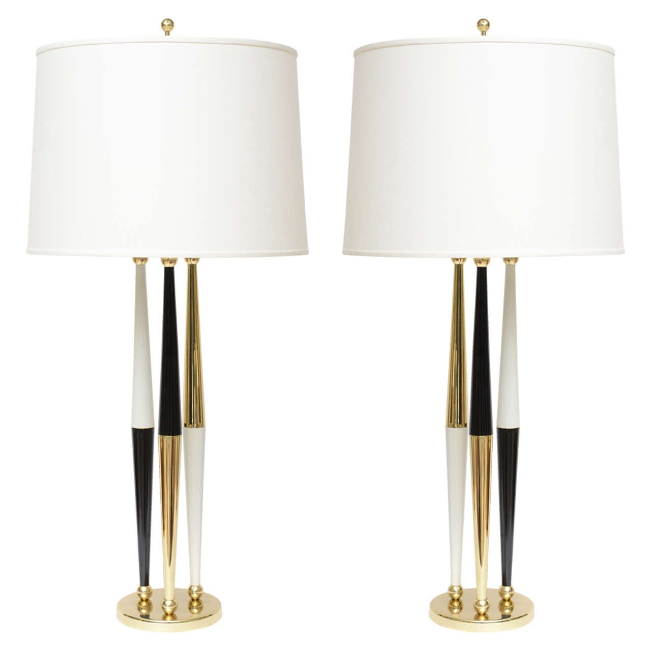 Magnificent Lightolier Harlequin Brass Lamps at 1stDibs