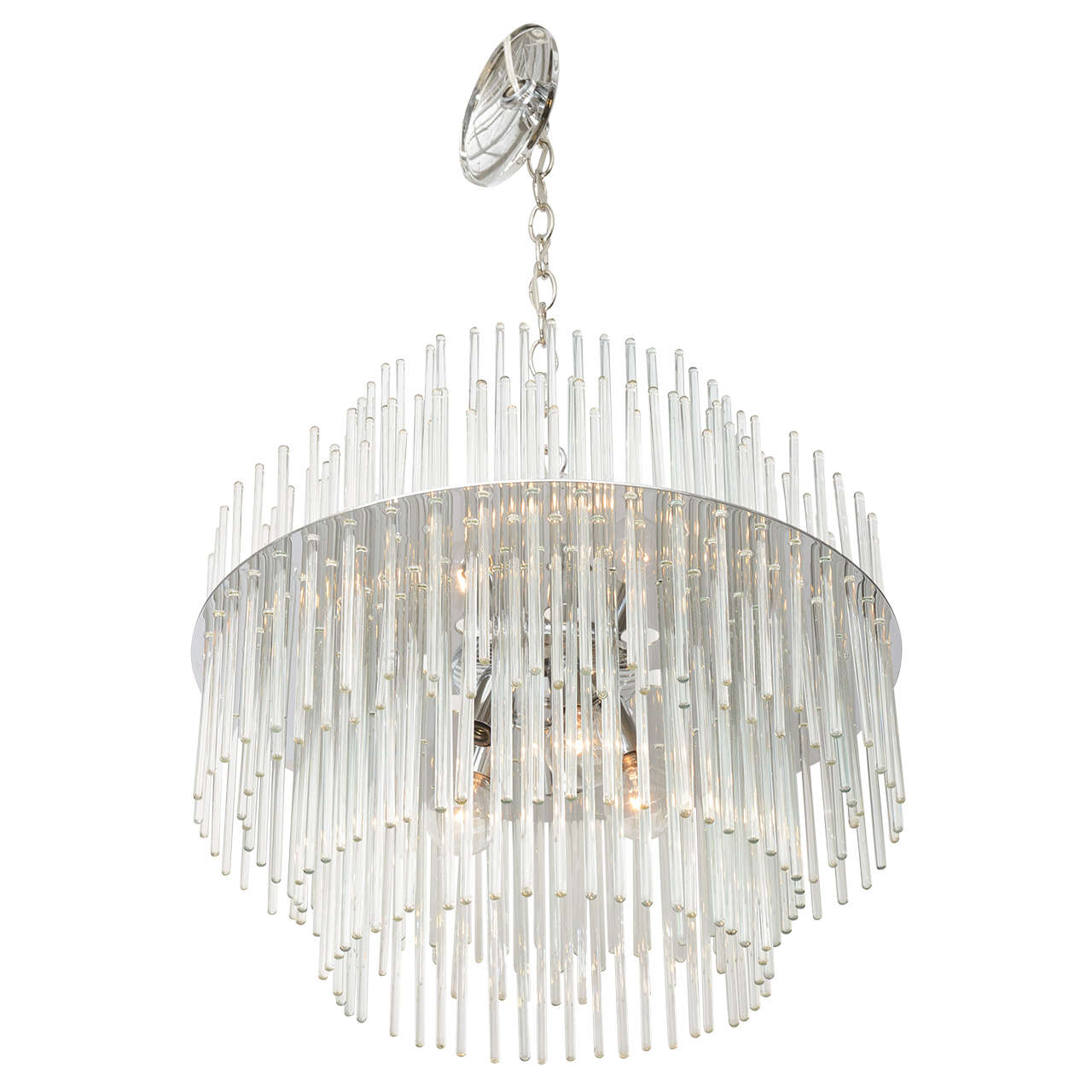 Large Glass Rod and Chrome Chandelier by Gaetano Sciolari for ...