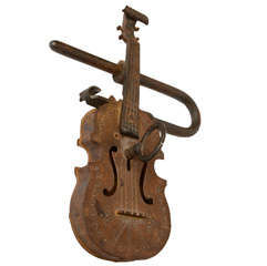 Whimsical Violin Iron Lock and Key at 1stDibs