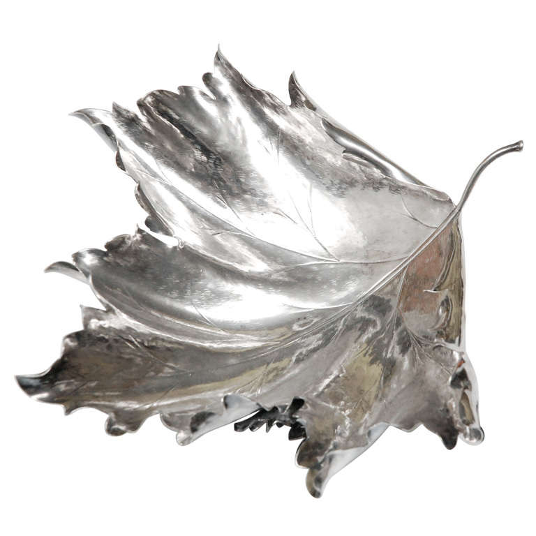 Sterling Silver Maple Leaf Dish by Buccellati at 1stDibs | silver leaf dish