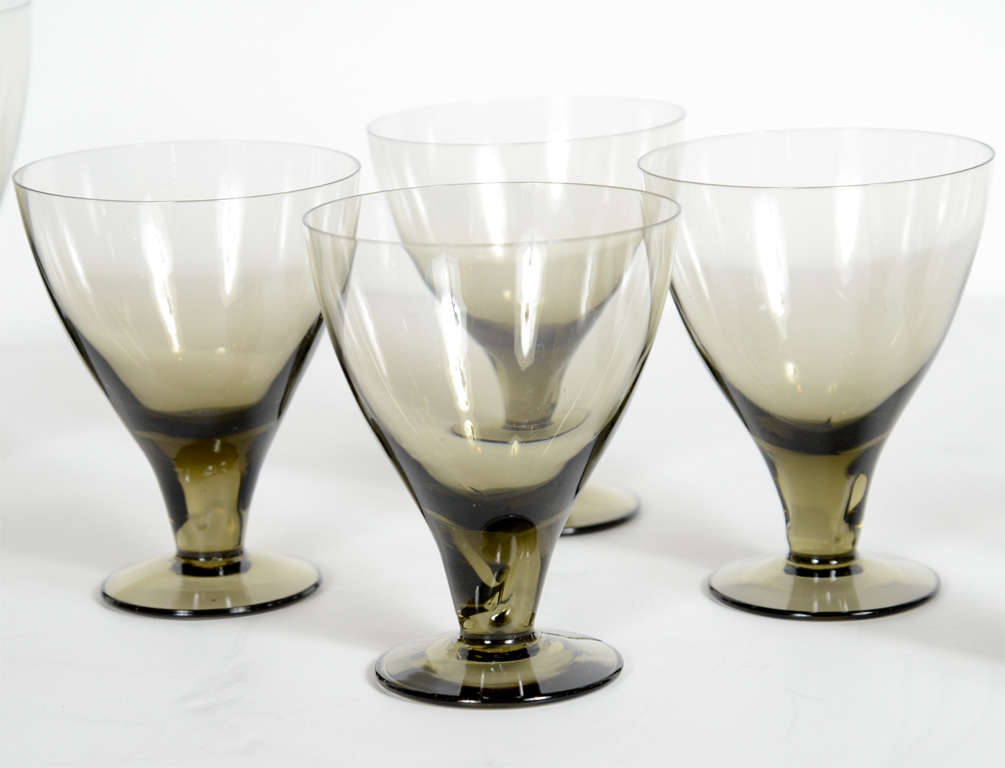 Oustanding Modernist Set of 24Piece Smoked Crystal Stemware by Orrefors ...