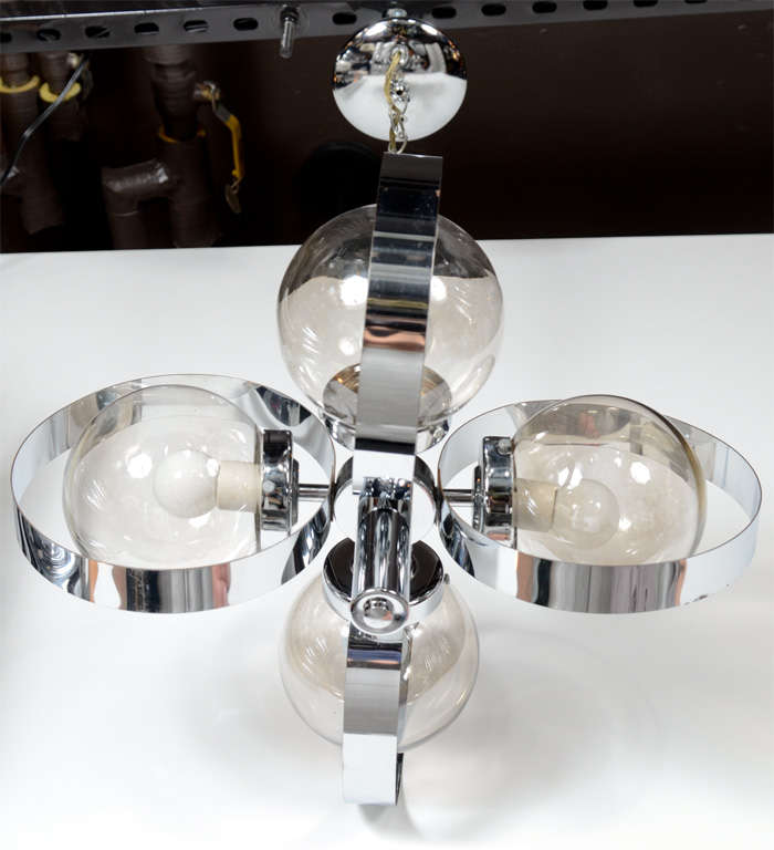 Modernist Orb Chandelier with Spherical Design in Chrome and Smoked ...