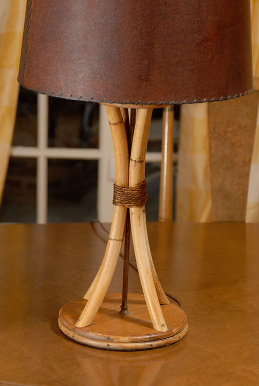 Surviving Pair of Rattan and Rush Lamps in the Style of Paul Frankl ...