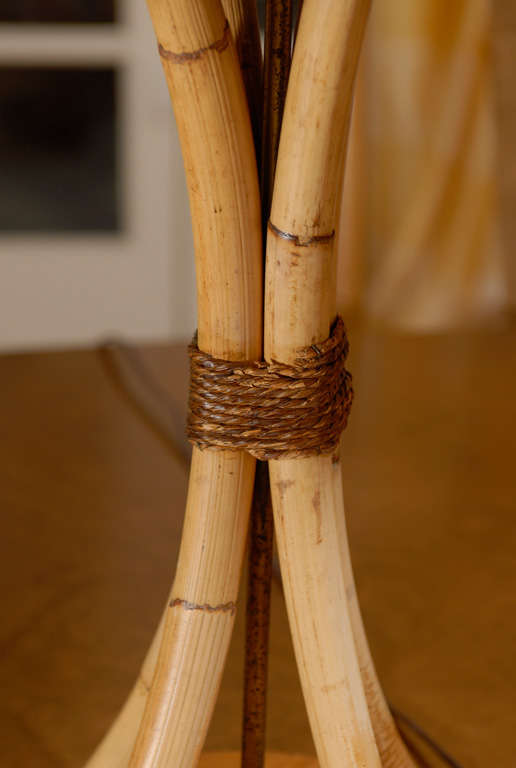 Surviving Pair of Rattan and Rush Lamps in the Style of Paul Frankl ...