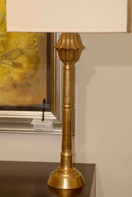 Pair of Art Deco Console Lamps in Brass For Sale at 1stDibs