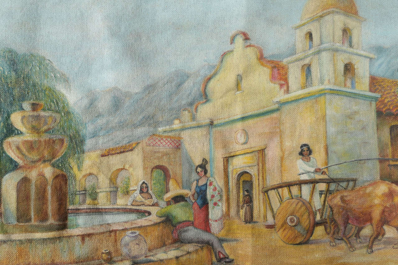 Oil Painting of California Mission at 1stDibs