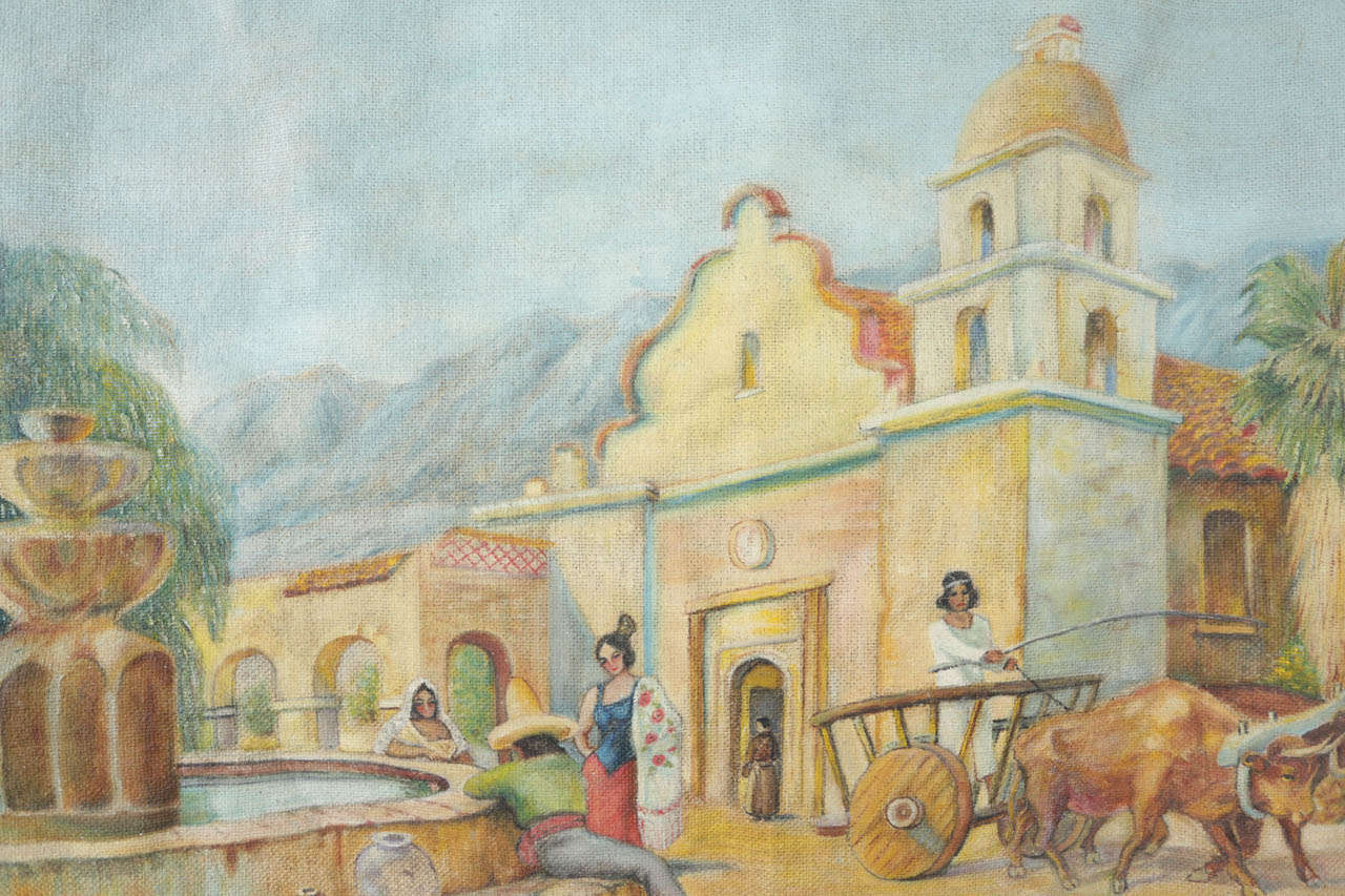 Oil Painting of California Mission at 1stDibs