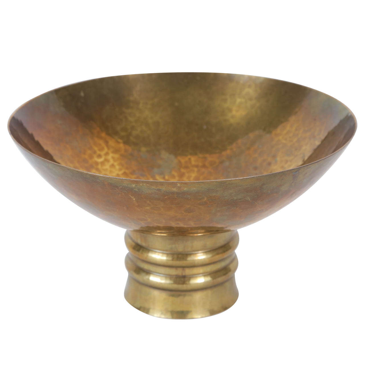 Hand-Hammered Brass Pedestal Bowl For Sale at 1stDibs