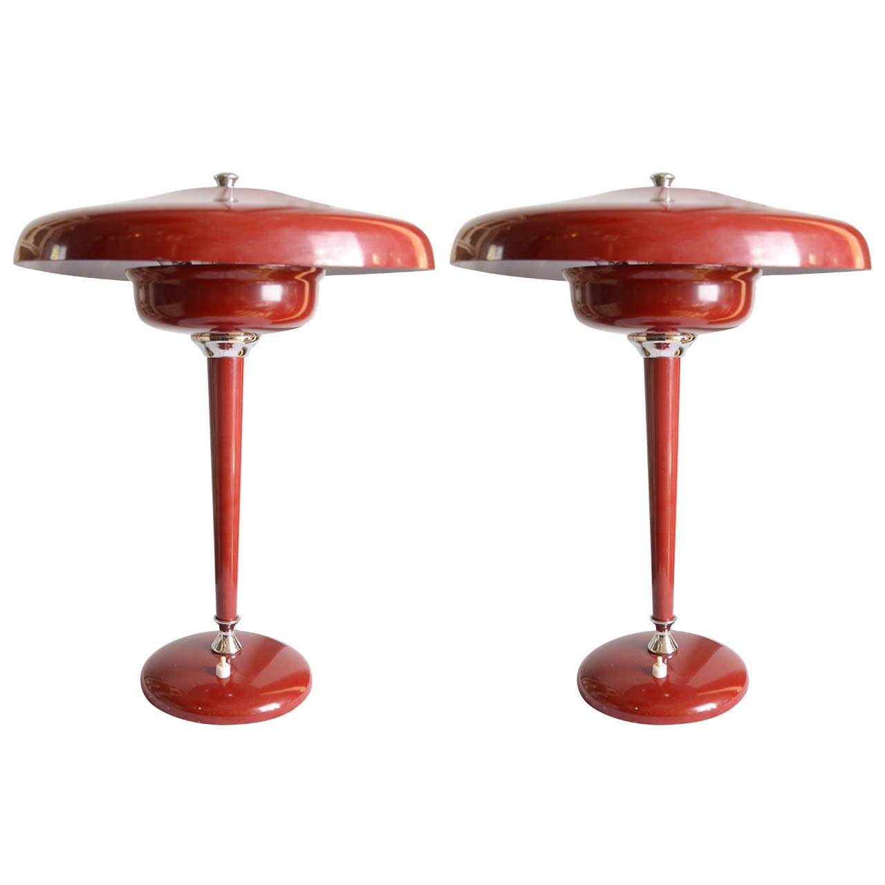 Pair Of 1950s Deep Red Table Lamps at 1stDibs