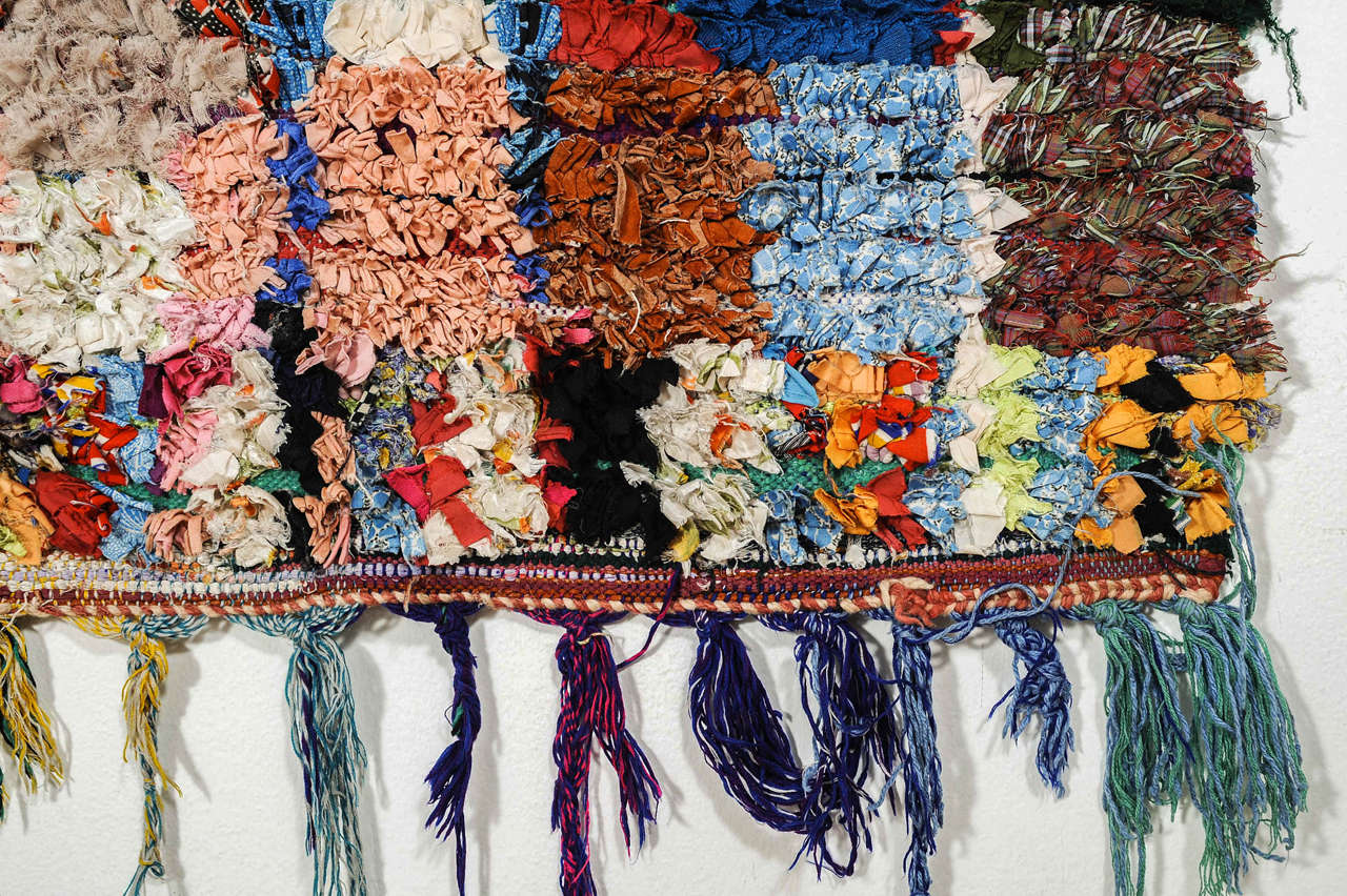 Rare Large Moroccan Berber Boucherouite Rug at 1stDibs