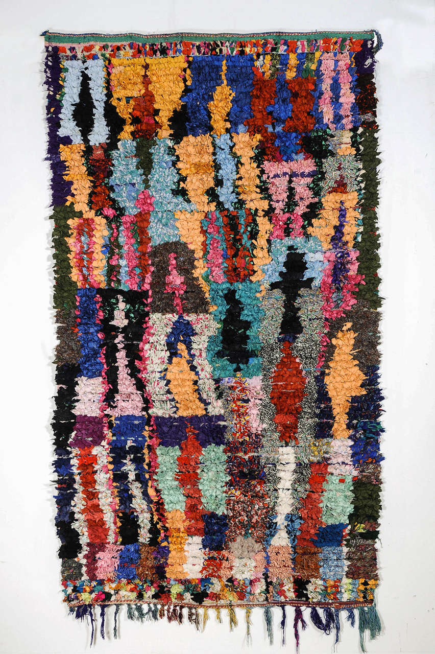 Rare Large Moroccan Berber Boucherouite Rug at 1stDibs