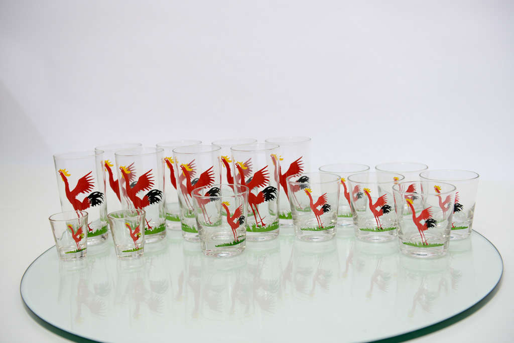 Vintage 60's Set of Rooster Glassware at 1stDibs | vintage rooster ...