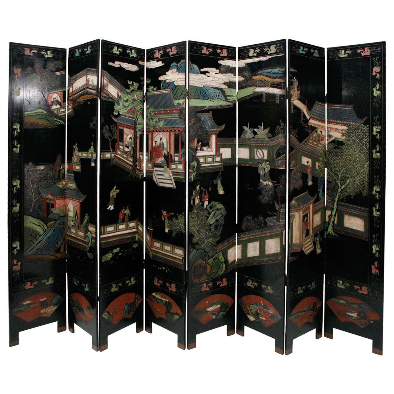 Eight-Panel Coromandel Folding Screen at 1stDibs