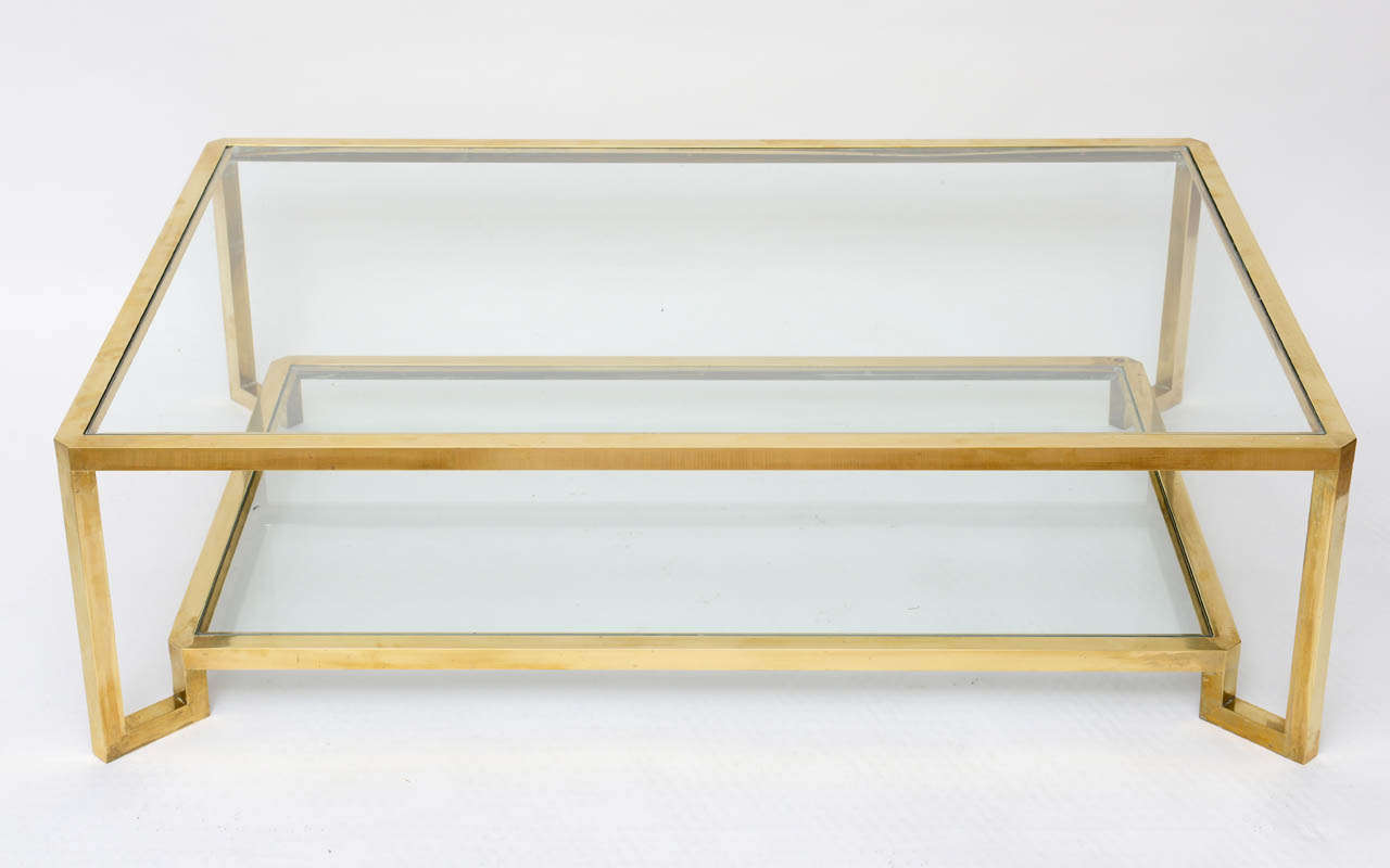 Italian 2-Tier Brass Coffee Table at 1stDibs