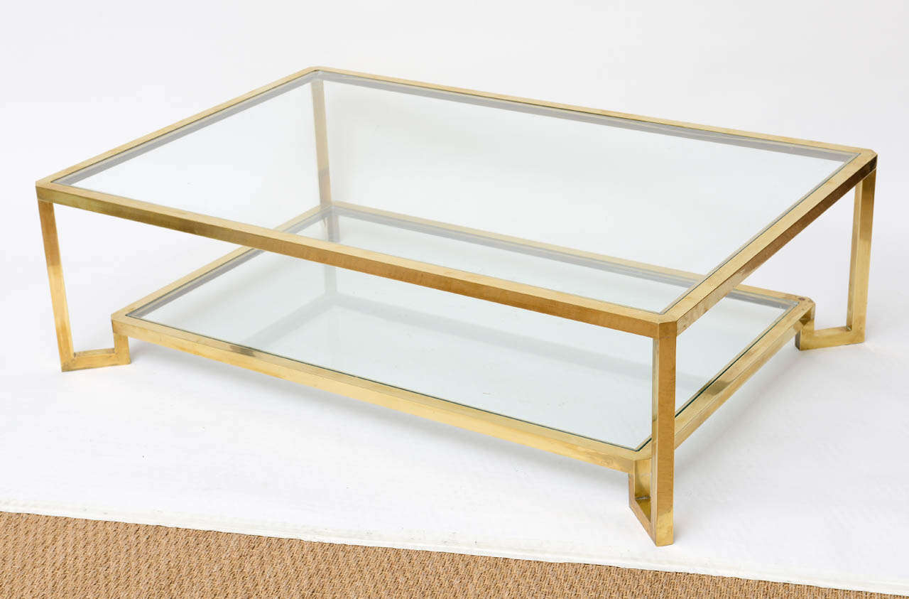 Italian 2-Tier Brass Coffee Table at 1stDibs