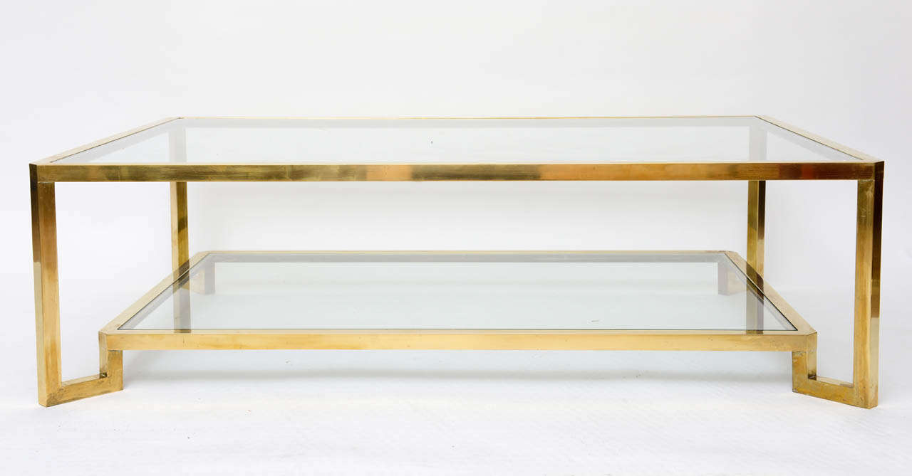 Italian 2-Tier Brass Coffee Table at 1stDibs