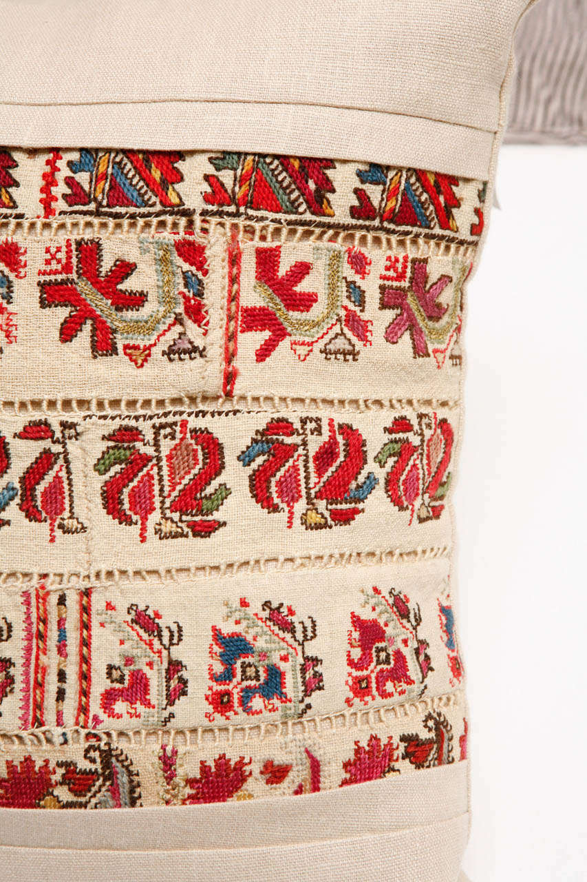 Greek Island Embroidery and Pull Work Pillows. at 1stDibs
