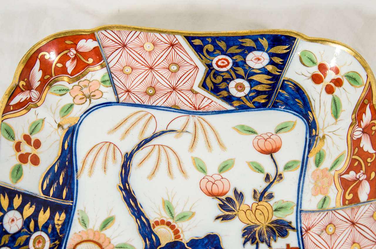 Pair of Imari Inspired Rock and Tree Pattern Square Dishes at 1stDibs