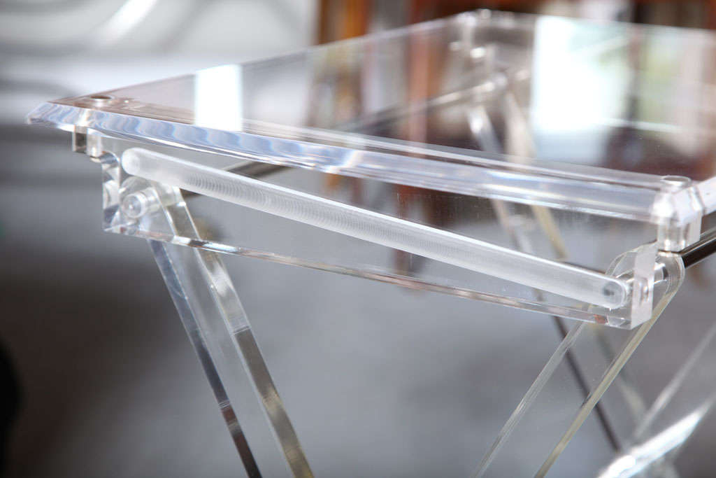 Fabulous Set of Lucite Tray Tables on Stand at 1stDibs