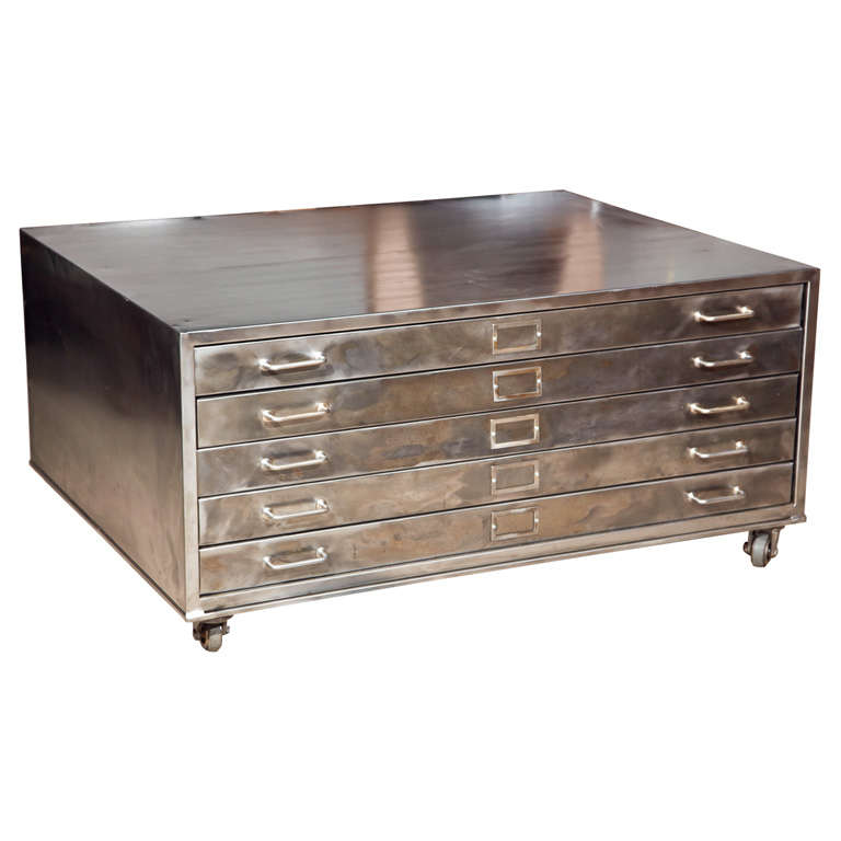 Industrial Steel Map Case at 1stDibs