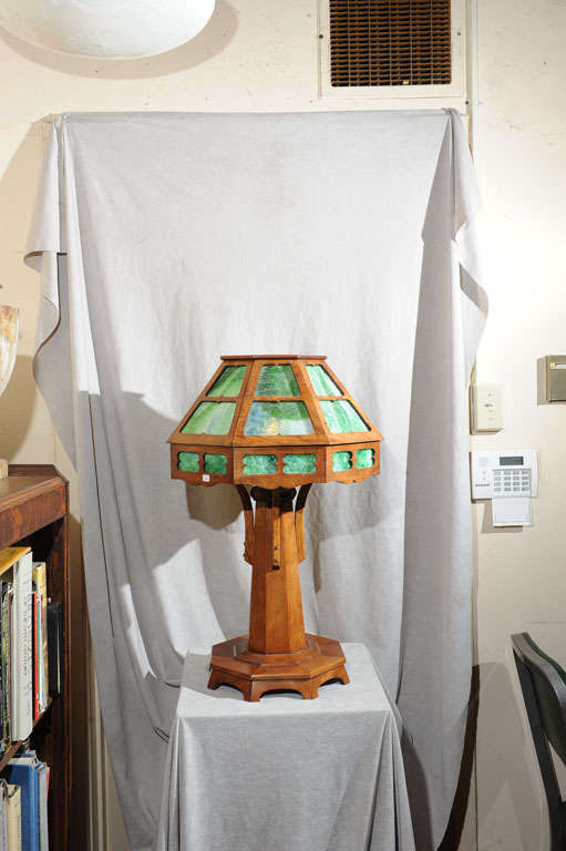Arts and Crafts Wood Table Lamp at 1stDibs