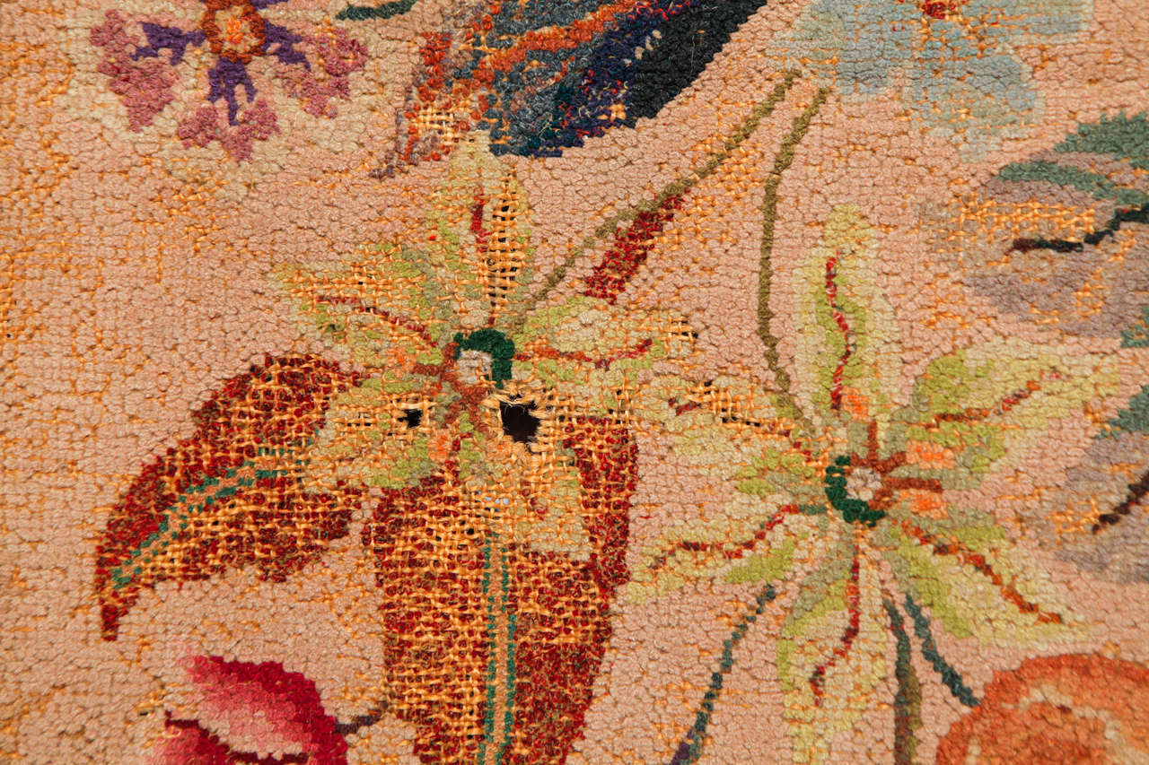Early American Hooked Floral Rug, 1880's For Sale at 1stDibs | early ...