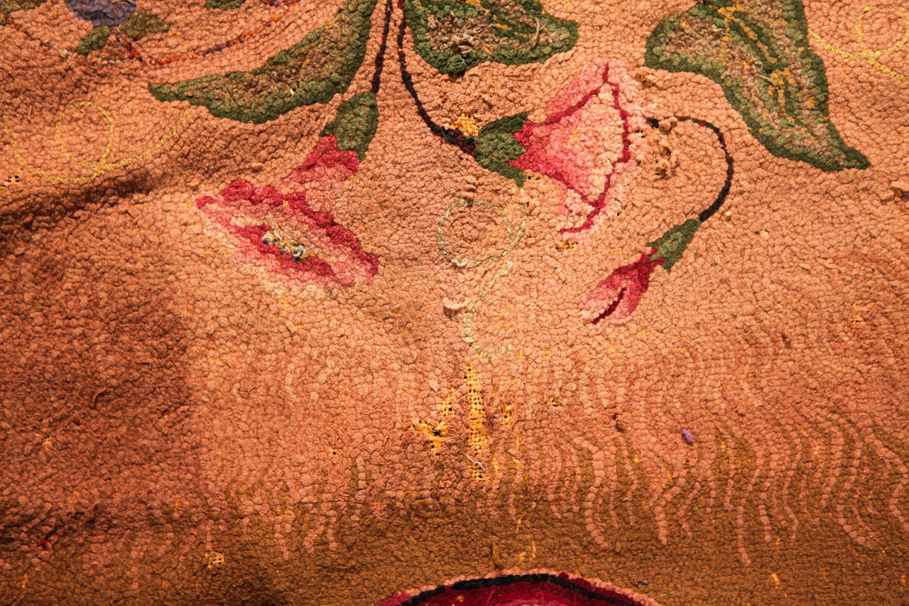 Early American Hooked Floral Rug, 1880's For Sale at 1stDibs | early ...