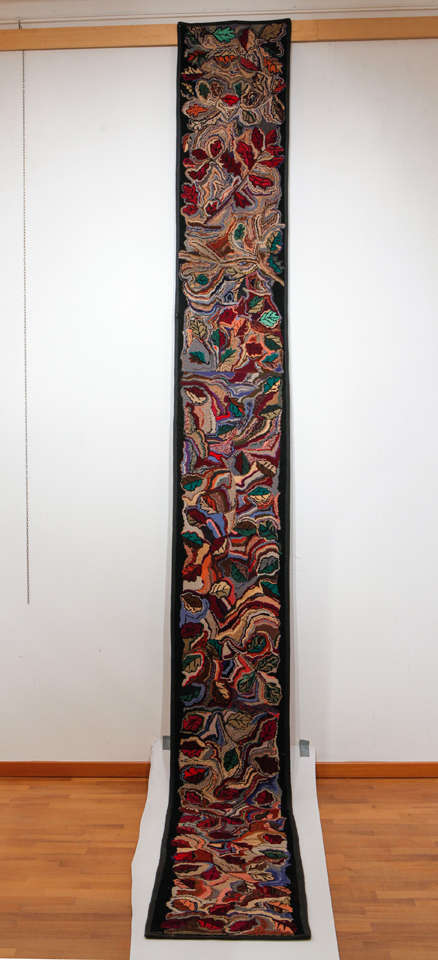 Rare Antique American Hooked Narrow Runner Rug For Sale at 1stDibs ...