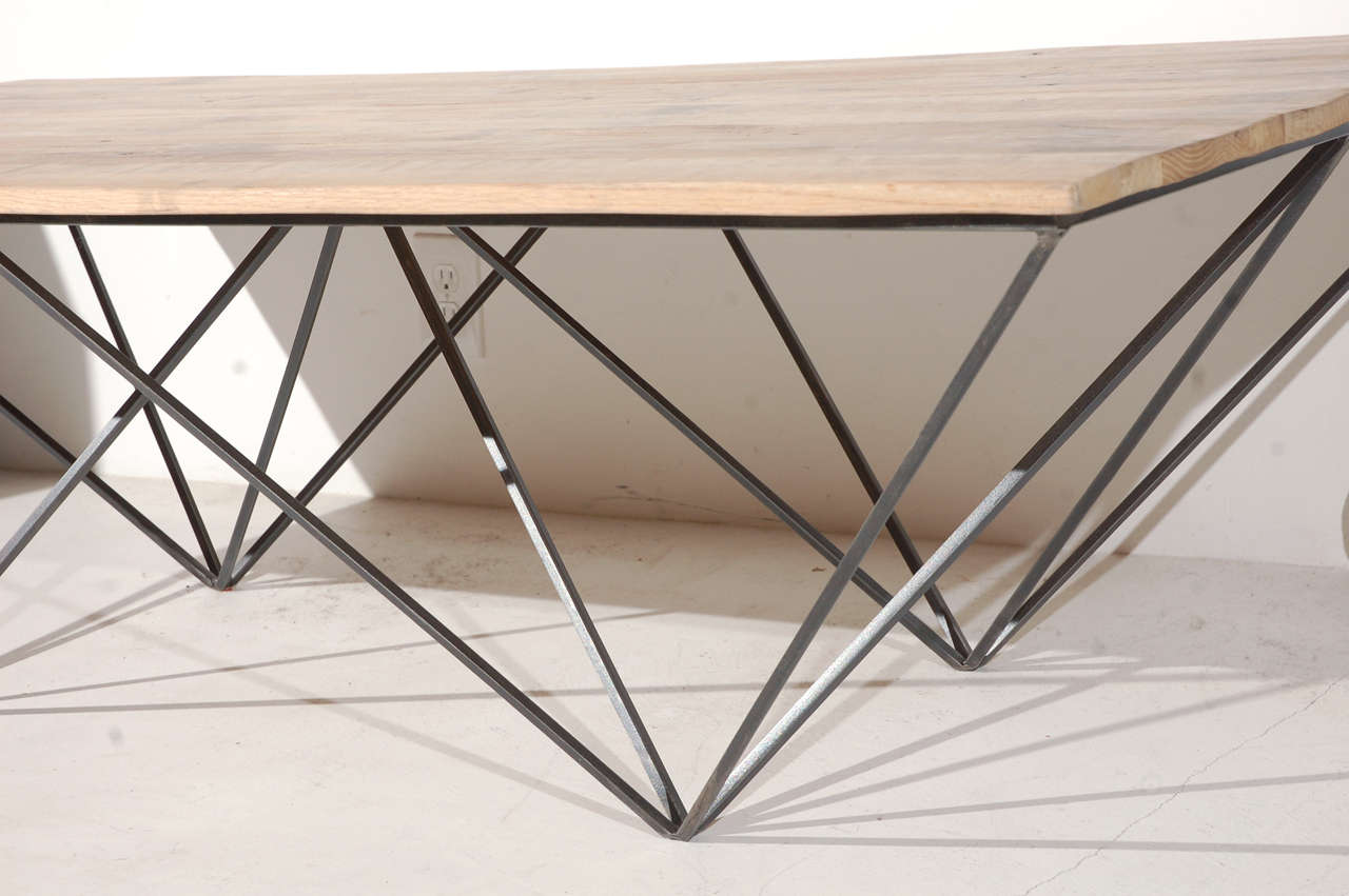Geometric Metal and Wood Coffee Table at 1stDibs | geometric coffee ...