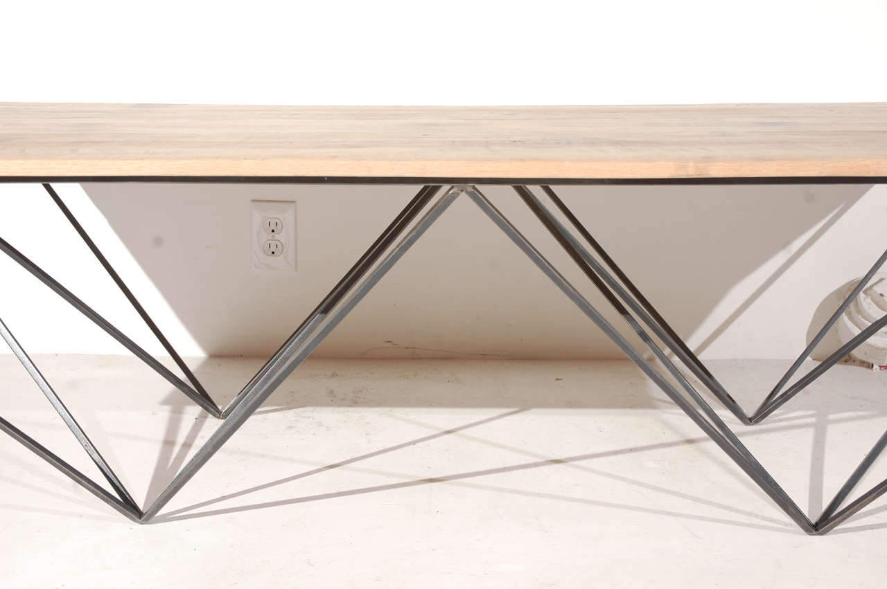 Geometric Metal and Wood Coffee Table at 1stDibs | geometric coffee ...