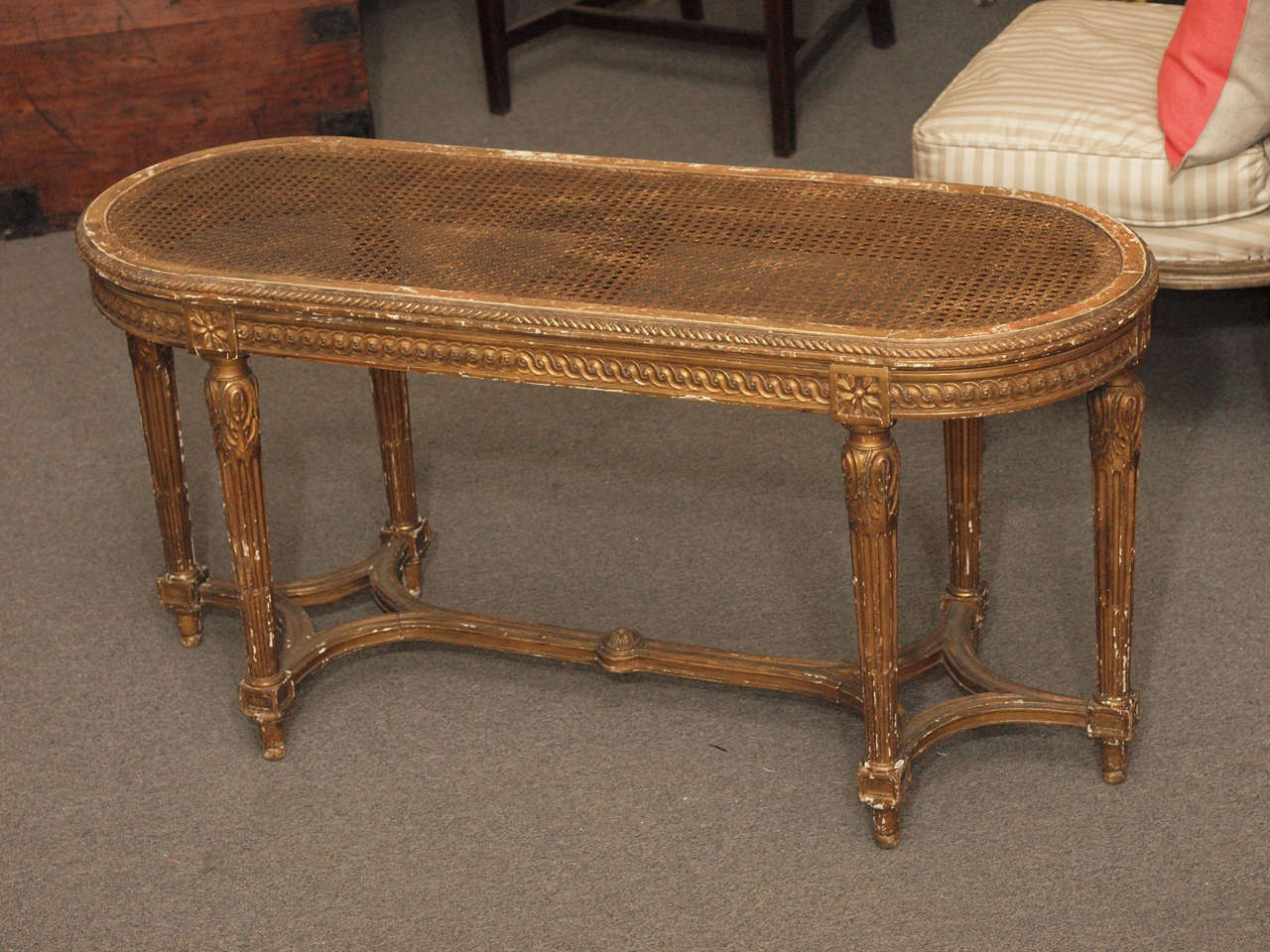 Louis XVI Style Cane Bench For Sale at 1stDibs